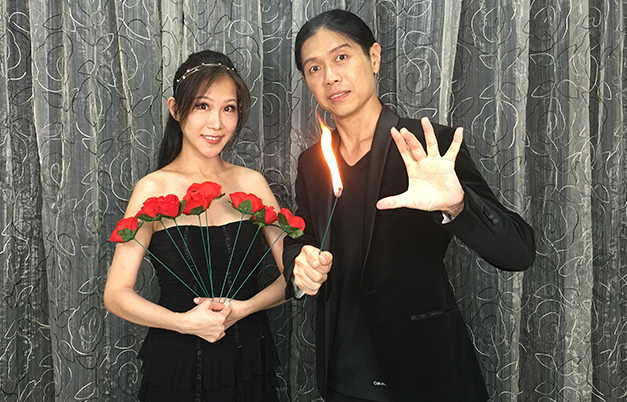 Most fire torch to rose illusions by a team of two in 30 seconds ...